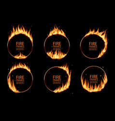 Realistic fire ring burning flame circle hoop Vector Image