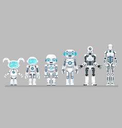 Different poses boy teen robot android artificial Vector Image
