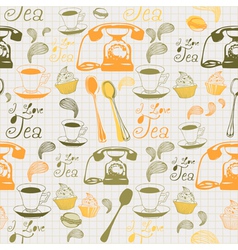 Vintage tea party pattern Royalty Free Vector Image