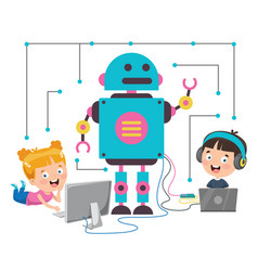 Kid using technology Royalty Free Vector Image