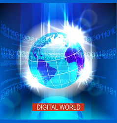 Wold map in digital code global earth network Vector Image