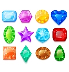 Round shape gems colorful set with transparent Vector Image
