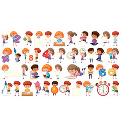 Set of children learning math Royalty Free Vector Image