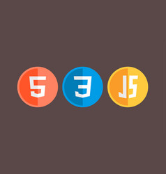 Html5 css3 js icon set web development logo icon Vector Image
