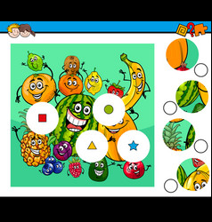 Match pieces puzzle with fruits Royalty Free Vector Image