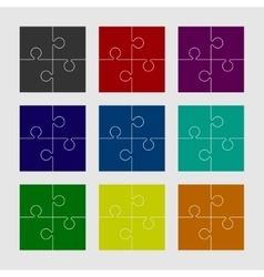 Four color piece puzzle round infographic 4 step Vector Image