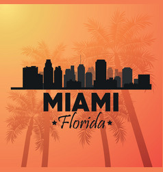 Miami florida design palm tree and city icon Vector Image