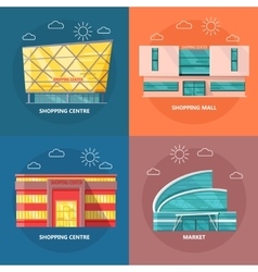 Shopping centre icon set in flat design Royalty Free Vector