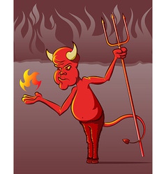 Red trident devil with tail Royalty Free Vector Image