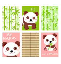 Cute panda cards template set Royalty Free Vector Image