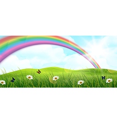 Spring natural background with blue sky clouds Vector Image