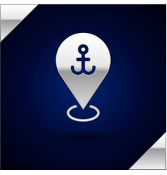 Silver map pointer with anchor icon isolated Vector Image