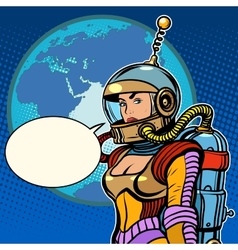 Pin up girl astronaut on rocket outer space Vector Image