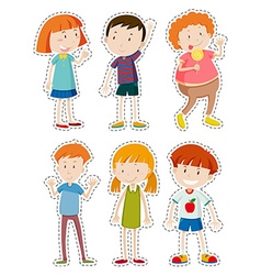 Sticker set with children faces Royalty Free Vector Image