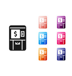 Black atm - automated teller machine and money Vector Image