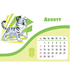 Tiger desk calendar design template for january Vector Image
