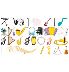 Music instrument with music note Royalty Free Vector Image