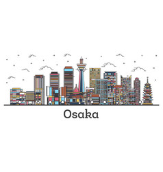 Outline osaka japan city skyline with modern Vector Image