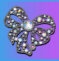 Silver jewelry brooch vintage with emeralds and Vector Image