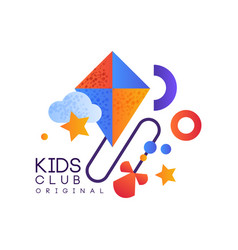 Kids club logo original colorful creative label Vector Image