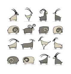 Goats and rams collection for your design Vector Image