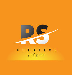Rs r s letter logo design with swoosh and black Vector Image