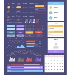 Flat ui kit for responsive web design Royalty Free Vector