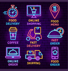 Food menu neon label Royalty Free Vector Image