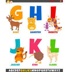 Cartoon german alphabet with animals Royalty Free Vector