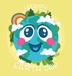 Happy earth planet cartoon Royalty Free Vector Image