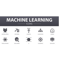 Deep learning simple concept icons set contains Vector Image
