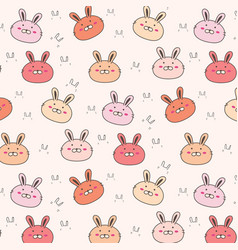 Cute bunny and floral pattern background Vector Image