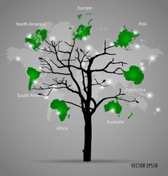 Tree shaped world map Royalty Free Vector Image