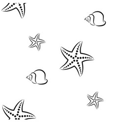 Starfish and shell pattern seamless Royalty Free Vector