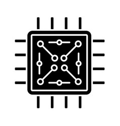 Processor with electronic circuits glyph icon Vector Image