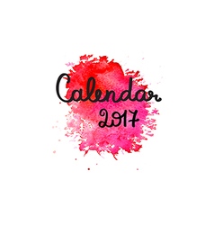 Calendar 2017 template with pink watercolor stain Vector Image
