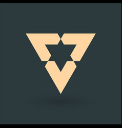 Geometrical triangle in three parts logo design Vector Image