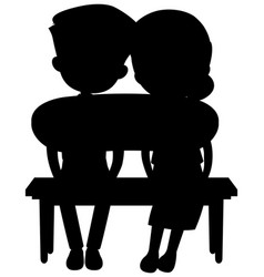 Silhouette two people kissing on white background Vector Image