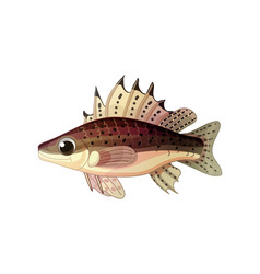 Cute ruff fish on a white background in cartoon Vector Image