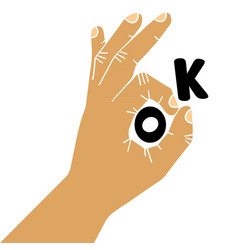 Hand showing ok sign gesture cartoon Royalty Free Vector