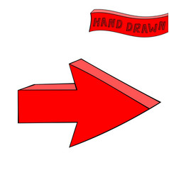 Red arrow next straight sign hand drawn sketch Vector Image
