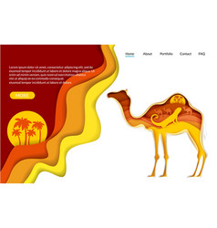 Desert landscape paper art Royalty Free Vector Image