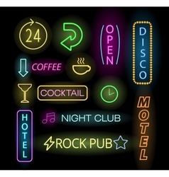 Now open neon text design template Royalty Free Vector Image