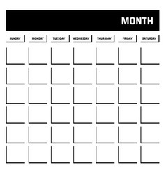 Black and white blank calendar template Royalty Free Vector