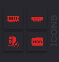 Set ram random access memory hard disk drive hdd Vector Image