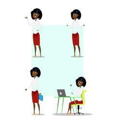 Set of cartoon business woman showing different Vector Image