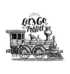 Retro steam locomotive train vintage sketch Vector Image