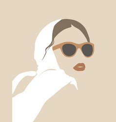 Hand drawn minimalistic girl creative artwork Vector Image