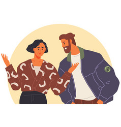 Husband close ears ignore furious wife talking Vector Image