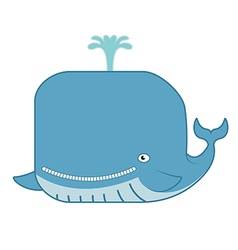Cute cartoon blue whale Royalty Free Vector Image